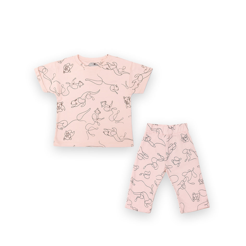 BABY PINK LINE PRINT TROUSER & SHIRT SUIT FOR GIRLS – Expo City