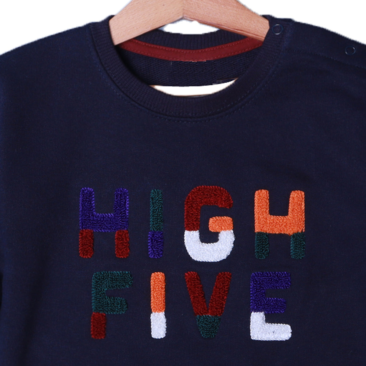 NAVY BLUE "HIGH FIVE" EMBROIDERED TERRY FABRIC SWEATSHIRT – Expo City